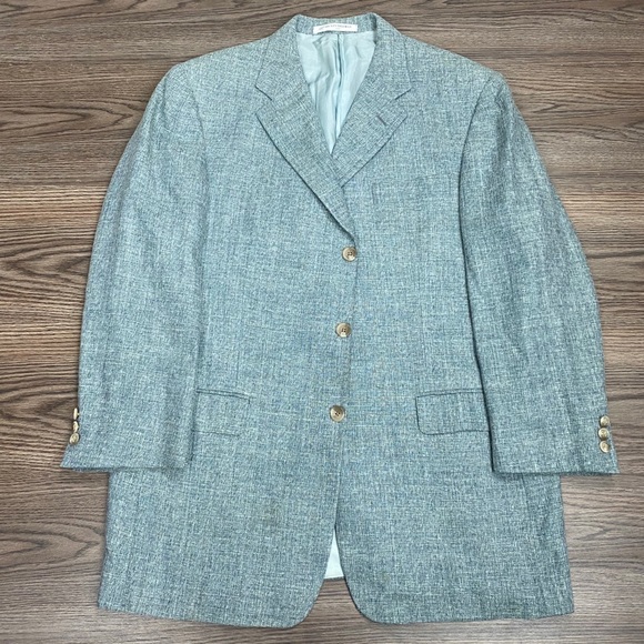 Hickey Freeman | Suits & Blazers | Hickey Freeman Greyblue Silk Linen ...